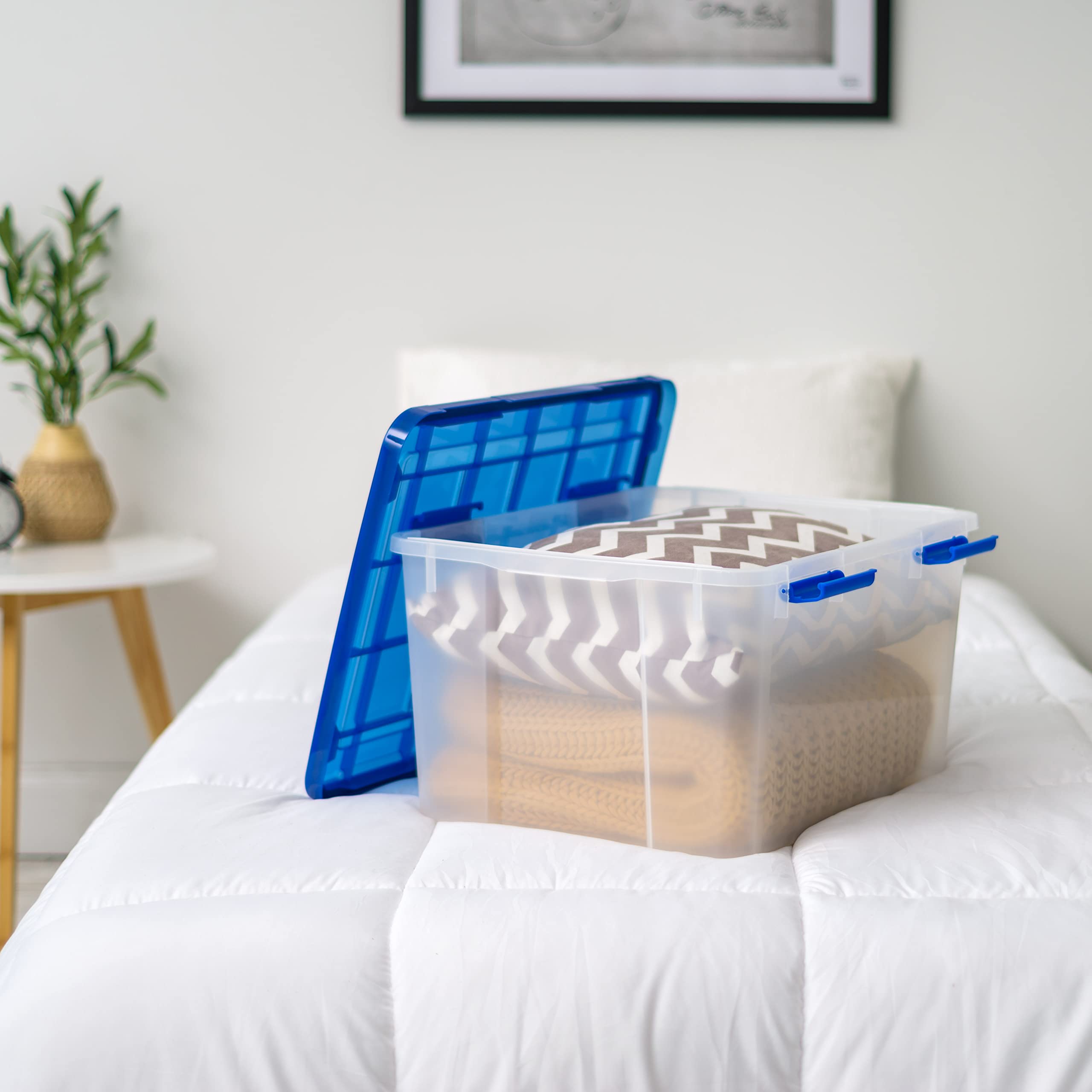 IRIS USA 4Pack 46.6qt WEATHERPRO Airtight Plastic Storage Bin with Lid and Seal and Secure Latching Buckles
