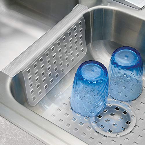 iDesign Euro Plastic Saddle, Glassware and Sink Protector for Kitchen, Bathroom Pots, Pans, Dishes, 11" x 12", Clear