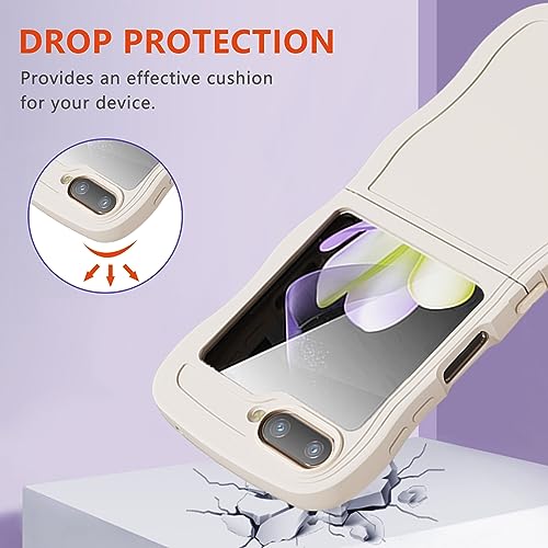 Haeuorey for Samsung Galaxy Z Flip 5 Case Wave, Curly Frame Design for Women Girls, Cute Wavy Solid Color Aesthetic Phone Case Soft Flexible TPU Shockproof Full-Body Protective Case Cover (White)