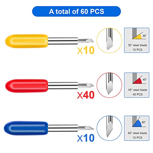 DERFILIN 60PCS Fine Point Blades for Cricut Explore Air 2/Air 3/Maker 3,Replacement Blades for Cricut Cutting Machines