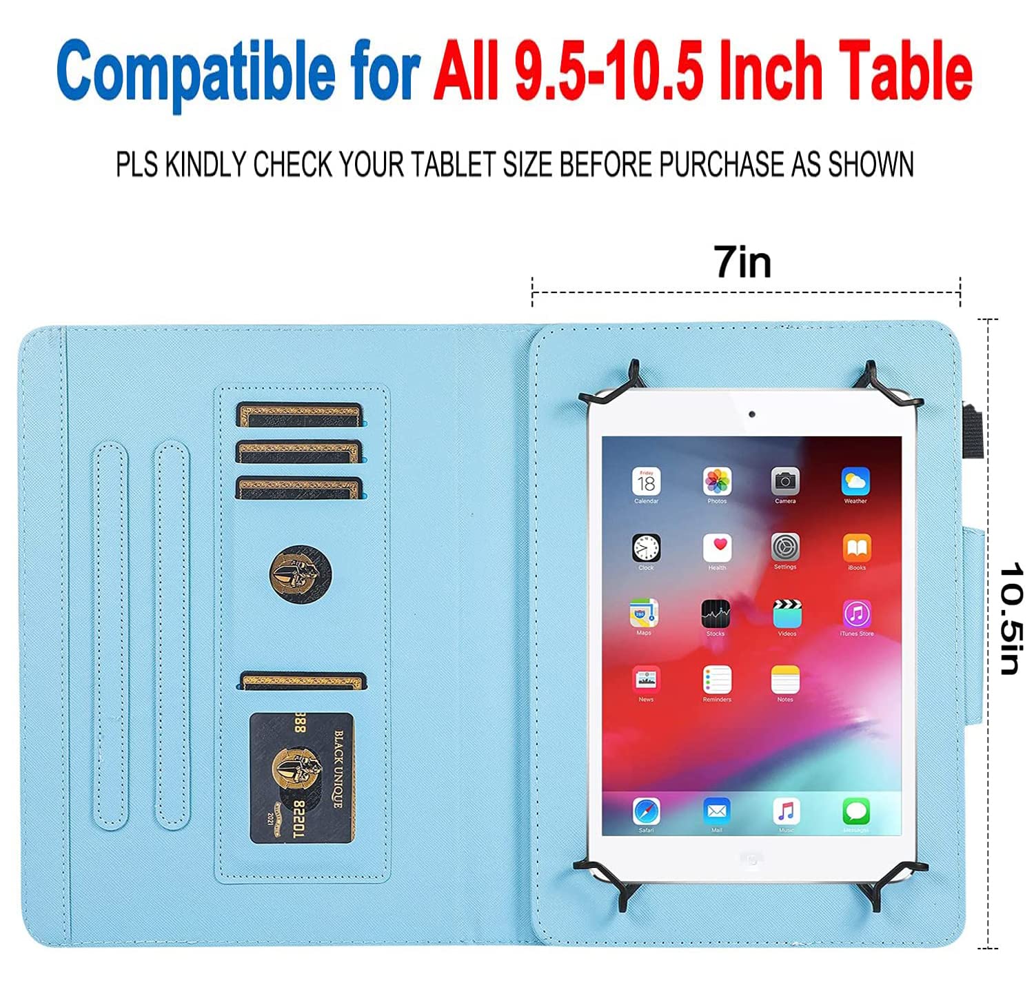 9.5-10.5 inch Tablet Universal Case, Synthetic Leather Case Cover for iPad Air,New iPad 5th/6th Gen, Samsung Galaxy Tab A 10.1/Tab E 9.6 and More 9.5-10.5inch Tablet, Purple Butterfly