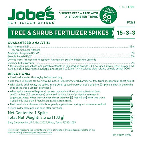 Jobe's, 02010 Fertilizer Spikes, Tree and Shrub, 5 Count