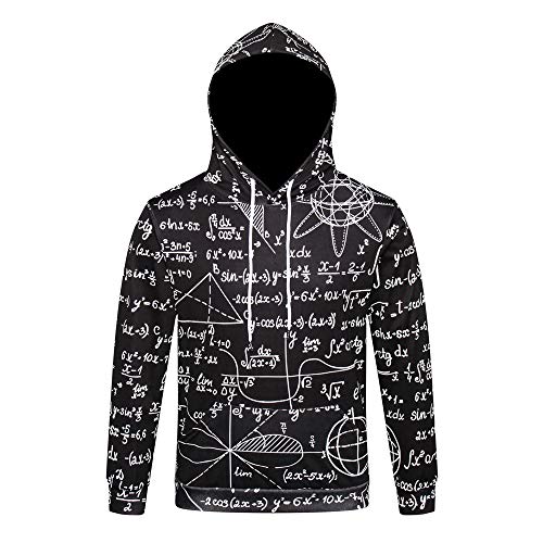 Cool Hoodies for Men, Thenlian Mens Autumn Winter 3D Math Formula Printing Long Sleeve Sweatershirt Top Blouse(Black, XL)