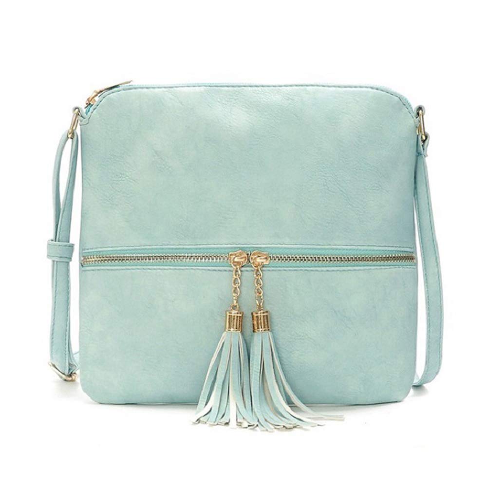 DukeTea Medium Crossbody Bags for Women, Tassel Crossover Purse for Teen Girls Handbag Gift (Sky Blue)