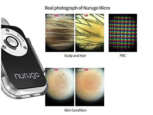 Nurugo Micro Smartphone Microscope (Silver) 400X Magnification Including Brackets for iPhone - Share Media with The Nurugo Application(Android & iOS) (Silver)