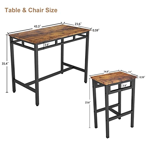 Dining Table Set for 4, CALABASH Kitchen Table and Chairs for 4, 5 Piece Counter Height Dining Sets for Breakfast Nook Restaurant, Apartment, Small Spaces
