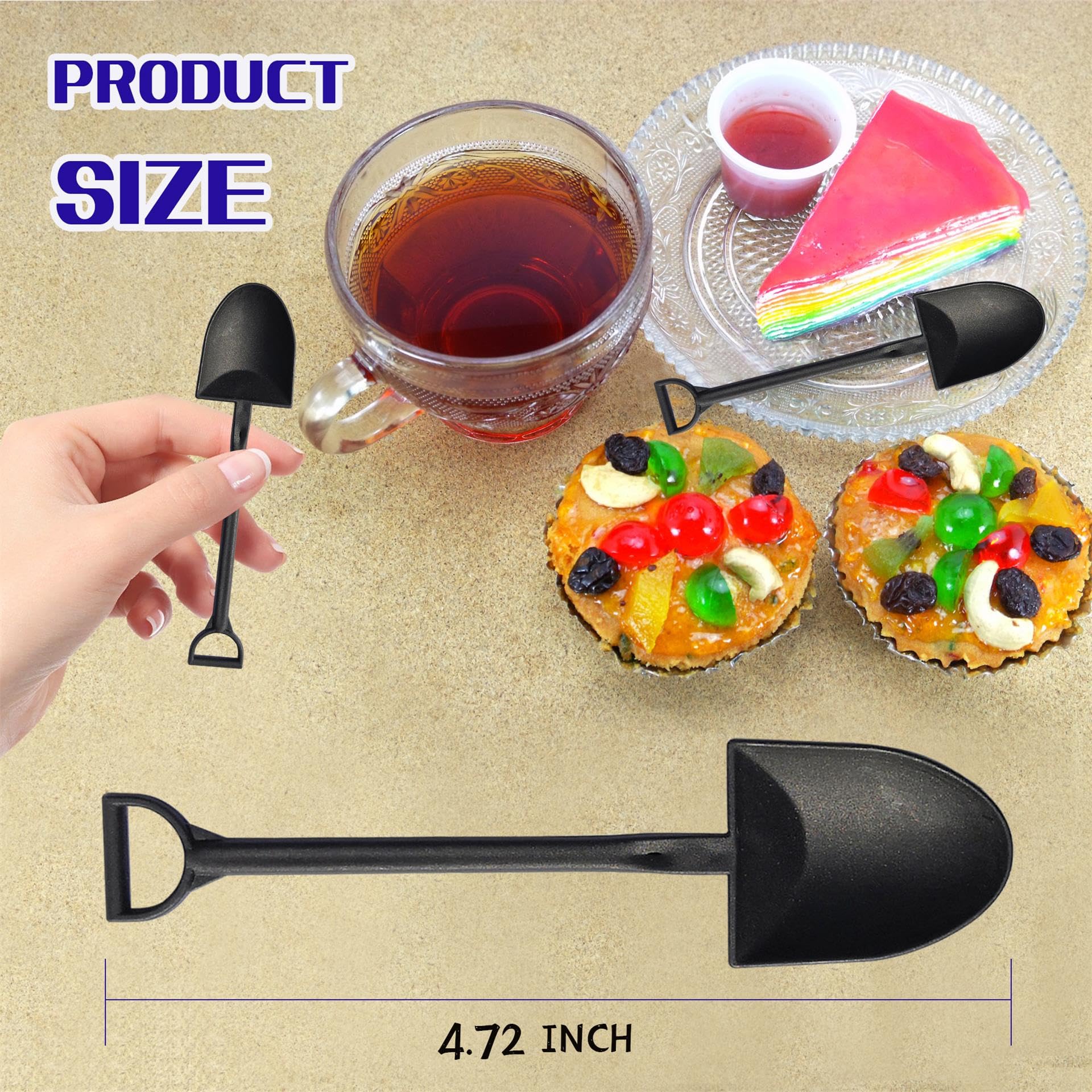 OaaXbbECco Novelty Mini Shovel Shape Spoons Cute Disposable Plastic Dessert Spoons (100)