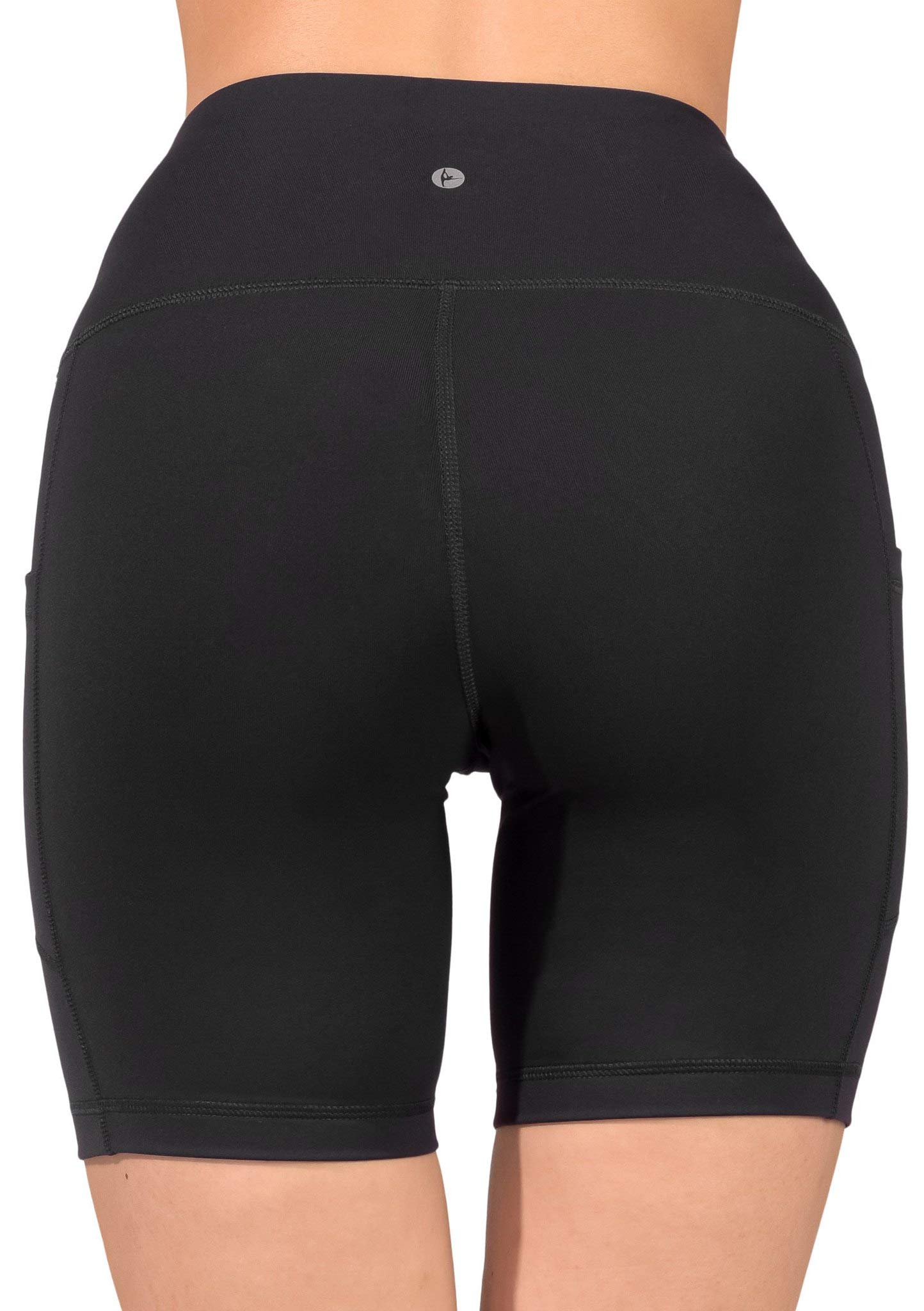 90 Degree By Reflex - High Waist Power Flex Biker Shorts with Side Pockets - 5", 7", 9" - Black 7" - Small