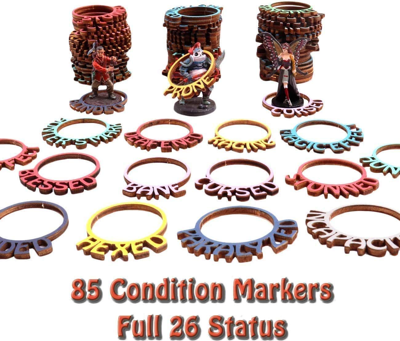 Dungeon & Dragons Condition Markers DND Status Rings for Miniatures, Byhoo 85 Pcs Color Coded Tabletop Gaming Markers RPG Tracking Accessories Great DM Tool for Spells, Magic Hexes, Effects & Traps