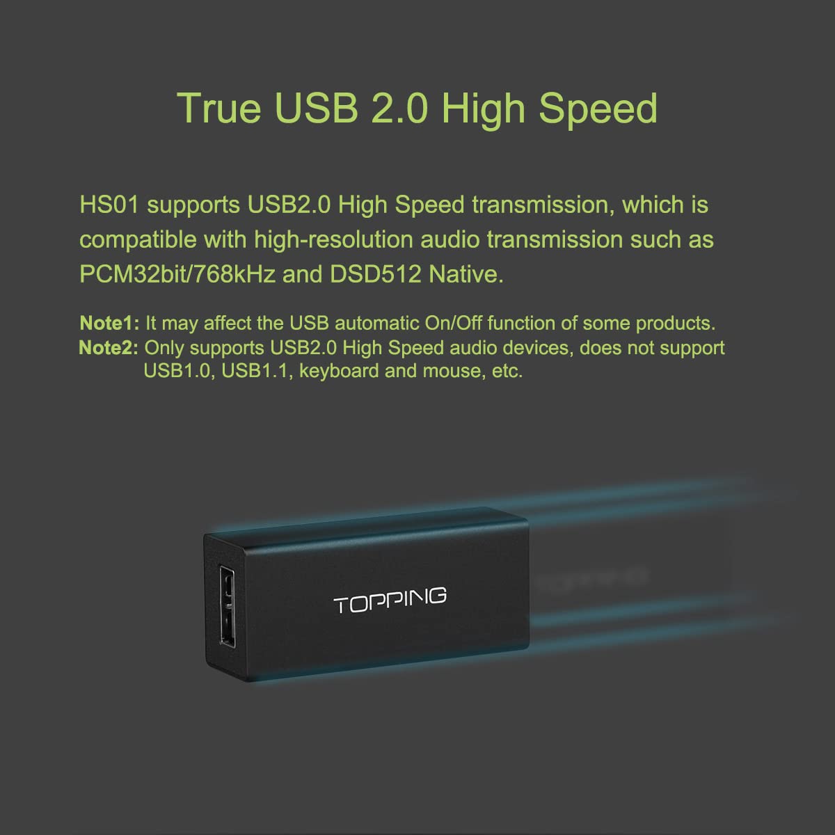 KGUSS Topping HS01 USB 2.0 High Speed Audio Isolator Compatible with PCM32bit 768kHz DSD512 withstands up to 1kVRMS