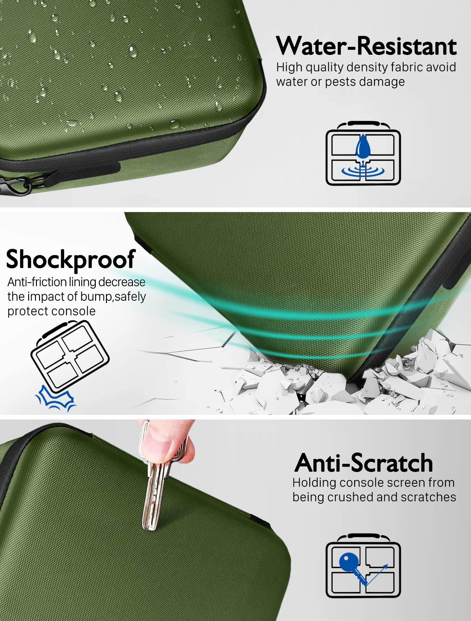COOWPS Switch Case Compatible with Nintendo Switch and Switch OLED Model, with 21 Switch Games Card Slots, Portable Full Protection Travel Bag for Switch Console Pro Controller Accessories Green