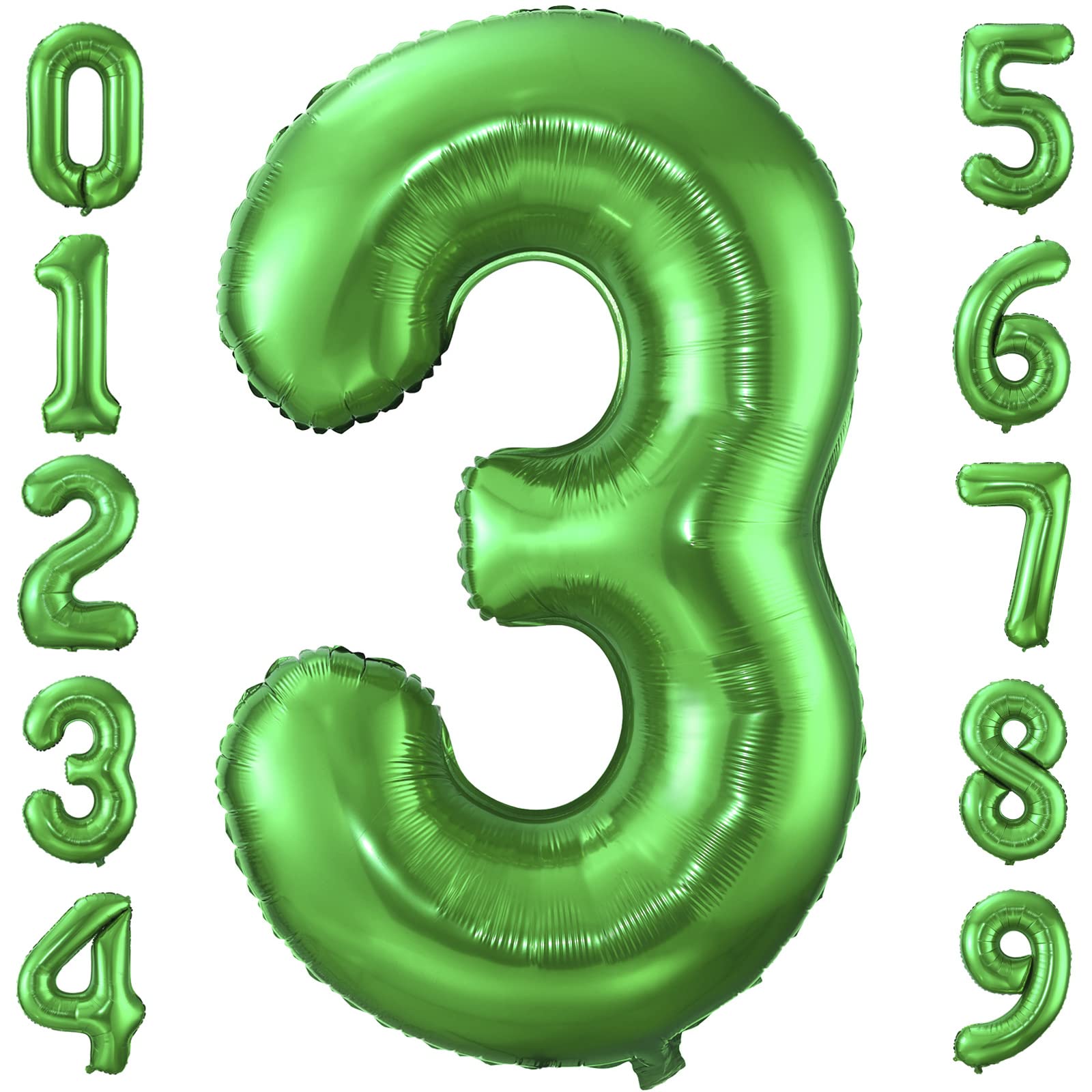 Dark Green Number 3 Balloon,40 Inch Green 3 Balloon Number,Large Mylar Foil Helium Number 3 Balloons for Birthday Party Celebration Decorations Graduations Anniversary
