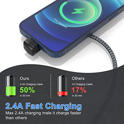 90 degree iphone charger 10 ft [Apple MFi Certified] U-Shaped Design for Gaming, Right Angle Lightning Cable 2.4A Fast Charge Long iPhone Charger Cord 10 ft with Data Transmission for iPhone/Pad/Pod