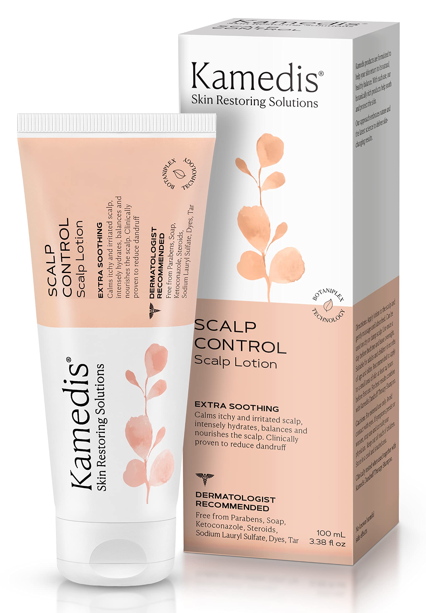 KAMEDIS Moisturizer Scalp Leave-On Botanical Lotion. For Dandruff, Dry, Itchy, Flaky, Seborrheic Dermatitis, Psoriasis and Sensitive Scalp Skin. Over-Night Head Mask, Parabens Free. 3.38 Fl Oz.