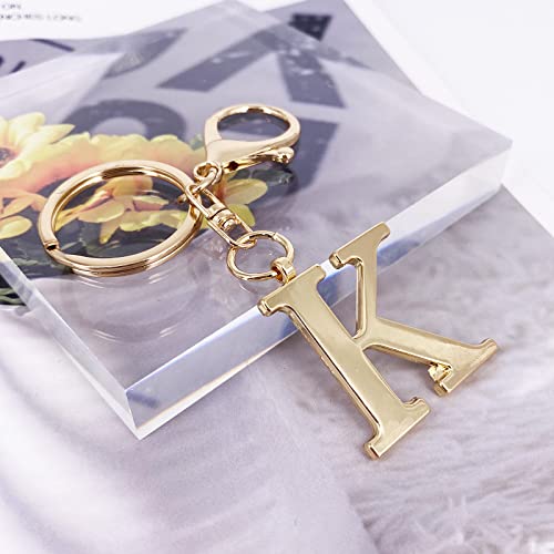 Gold Letter K Keychain for Women Men Purse Handbags Metal Alphabet Initial Letter Key Ring Keychain