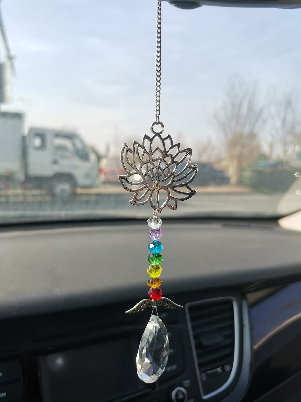 Healing Crystal Car Hanging Flower Accessories Rearview Mirror Window Garden Decorations Wall Home Decor Ornaments