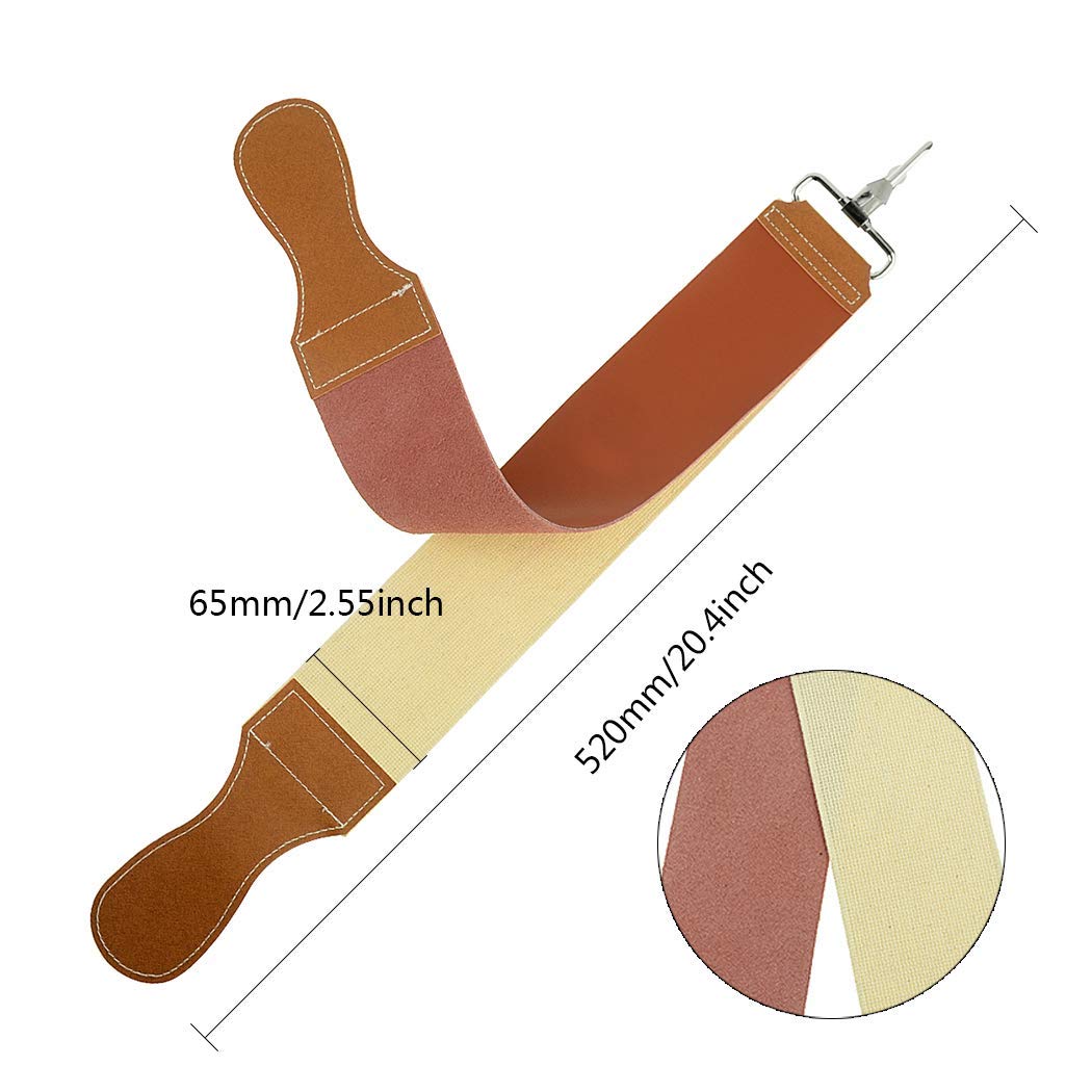 Grandslam Pro Natural Wooden Handle 420 Stainless Steel Straight Razor with Premium Leather Strop,Straight Razor Shaving Kit for Men,2 Layers Leather Canvas Strop Sharpening Strop Brown