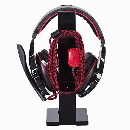 GeekDigg Headphone Stand Gaming Headset Holder for Desk Cable Organizer & Cellphone Stand for All Headphones Size Headphone Holder Set Gaming PC Accessories Gaming Station β Black