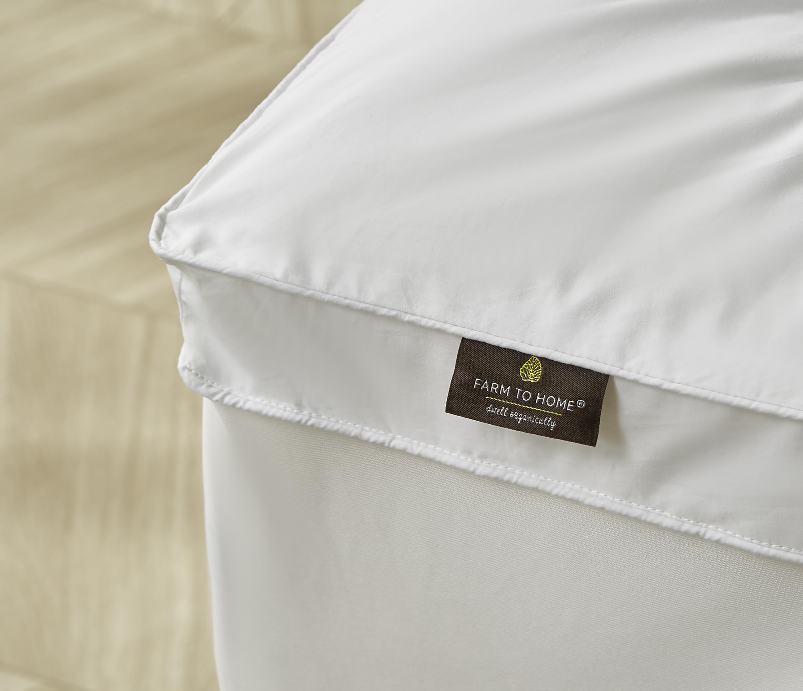 Farm to Home Organic Cotton Mattress Protector Full Size - 2" Gusset Pillowtop Mattress Pad Cover Down Alternative Filled with 16 Inch Elastic Deep Pocket Mattress Topper β White