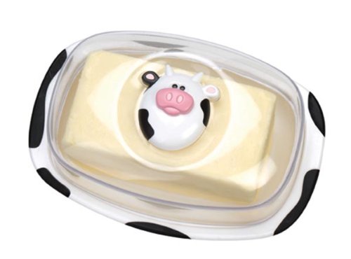 Joie Kitchen Gadgets 43344 Moomoo Butter Dish, White/Black, 17.8 x 10.2 x 12.7 cm