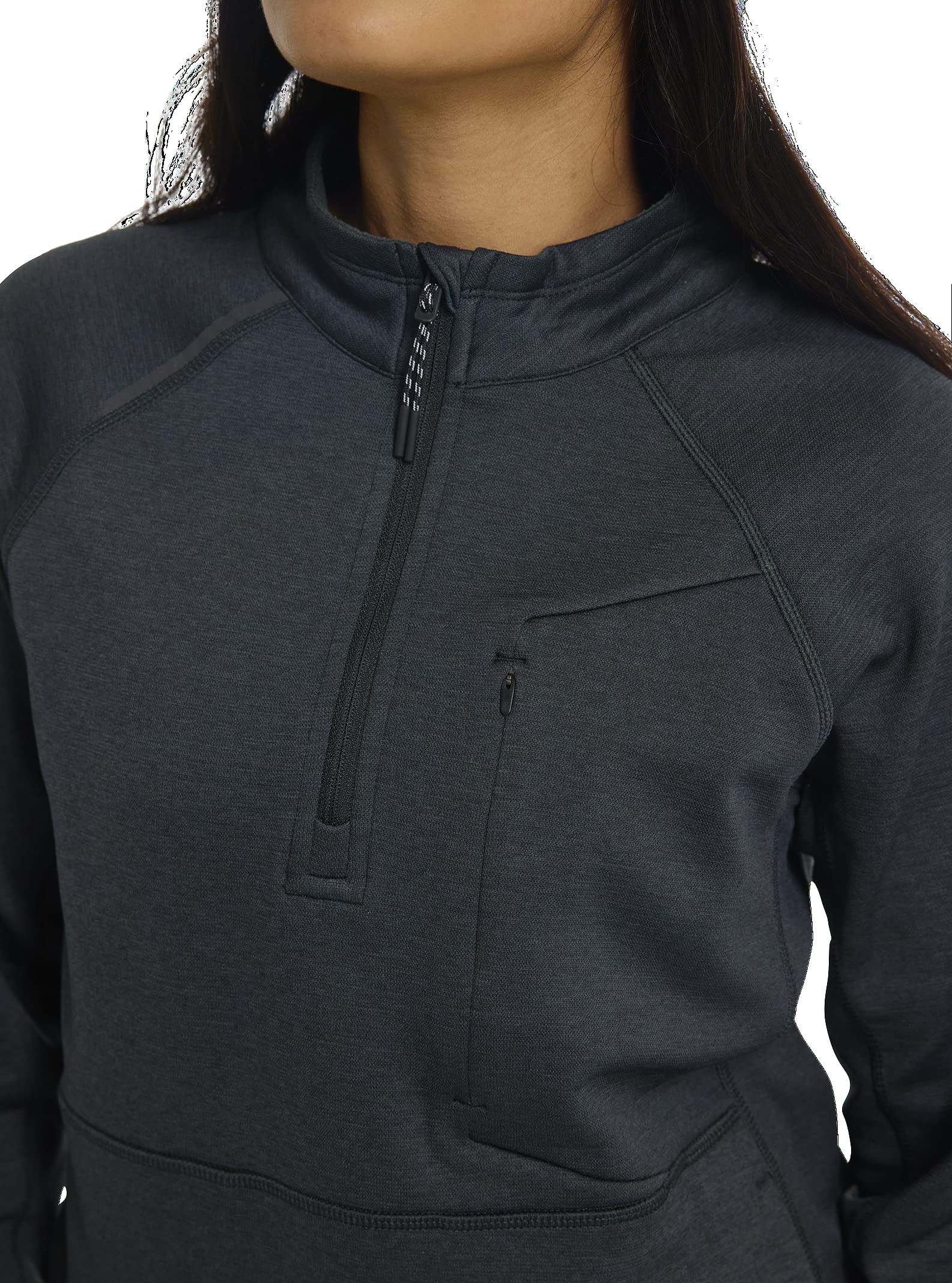 Burton Women's Standard Multipath Grid Quarter-Zip Fleece, True Black, X-Large