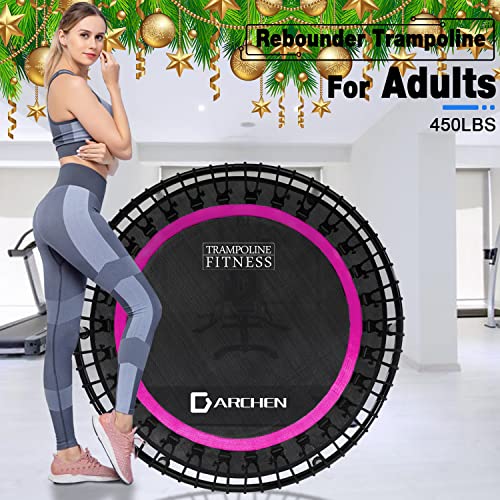 DARCHEN 450 lbs Mini Trampoline for Adults, Indoor Small Rebounder Exercise Trampoline for Workout Fitness, 450 lbs Max-Load Bungees for Quiet and Safely Cushioned Bounce, 40 Inch Gym Trampoline