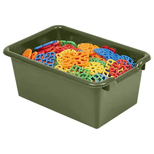 ECR4Kids Scoop Front Storage Bin, Multipurpose Organization, Hunter Green, 5-Piece