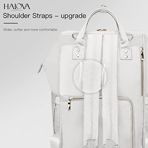 HaloVa Diaper Bag Multi-Function Waterproof Travel Backpack Nappy Bags for Baby Care, Large Capacity, Stylish and Durable, Greyish