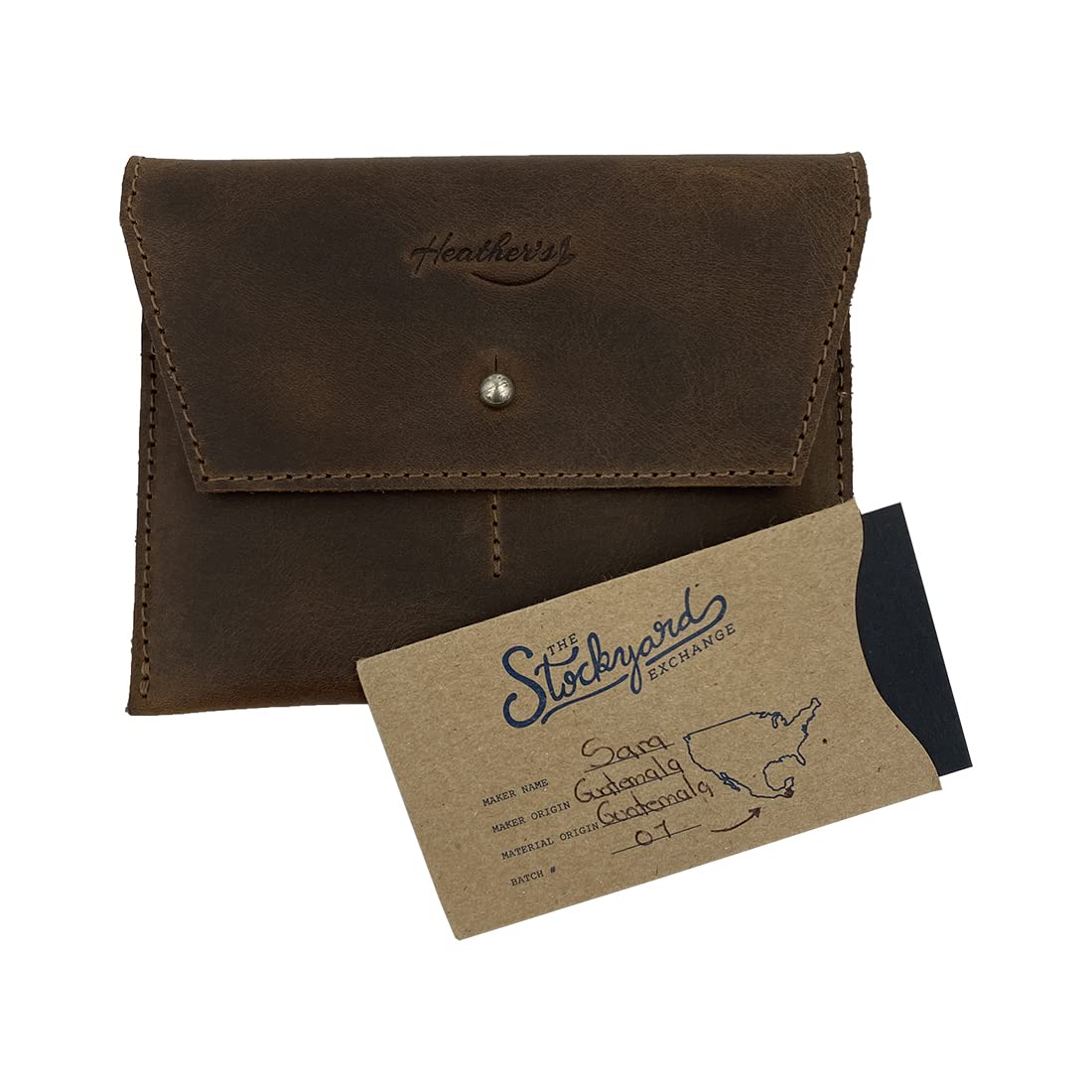 Heather's, Minimalist Wallet Handmade from Full Grain Leather - Durable Cash Organizer, Card Holder - Versatile Accessory for Everyday Use, Travel - Bourbon Brown
