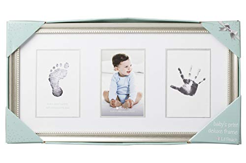 Lil Peach Deluxe Baby Prints Keepsake Frame, Makes Perfect Nursery Décor, Creative Baby Gift, or Addition to Baby Registry, Silver