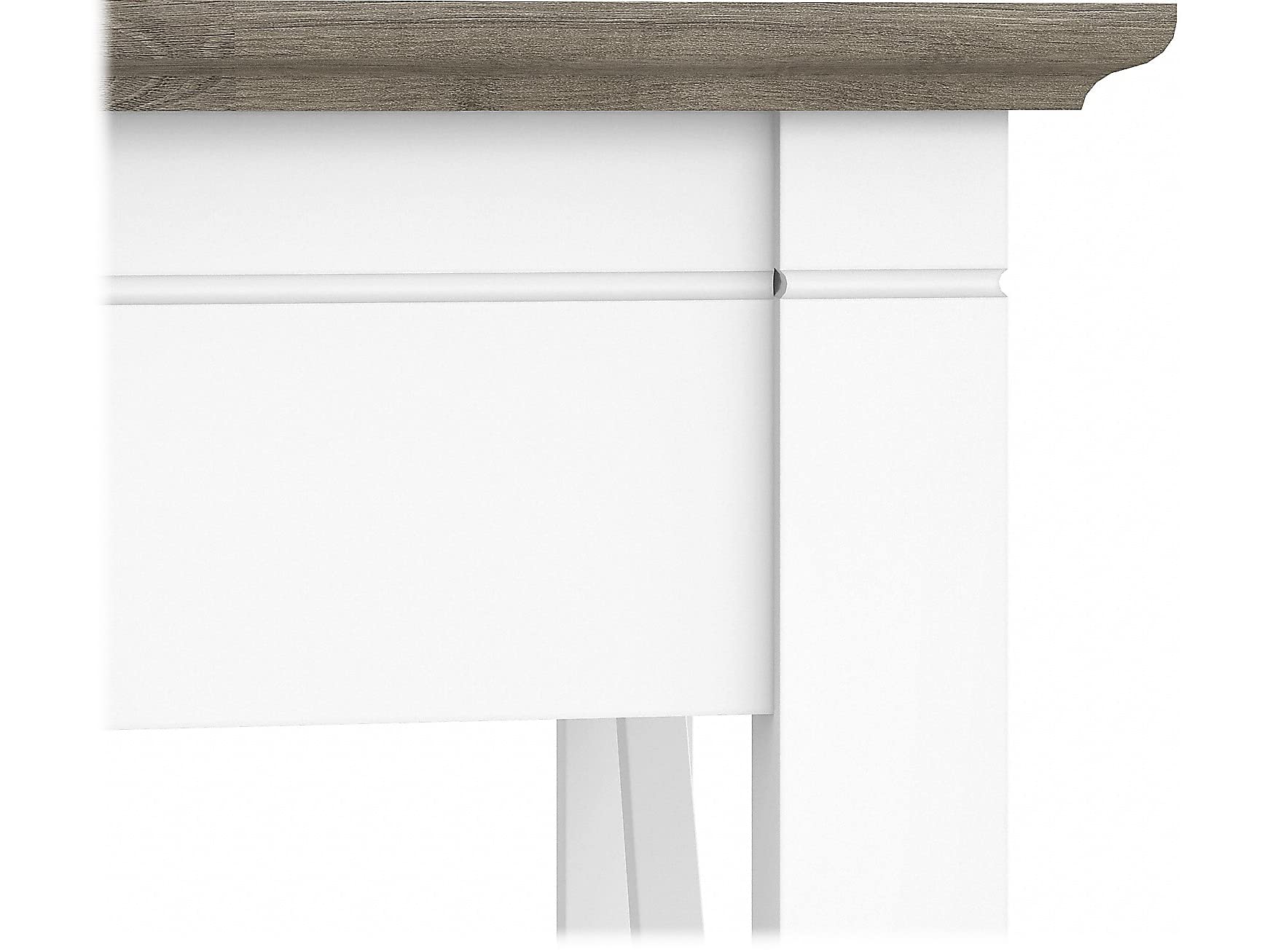 Bush Furniture Key West 2 Person Desk Set with Lateral File Cabinet in Pure White and Shiplap Gray