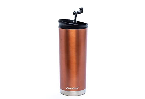 costablue Vacuum Insulated Stainless Steel Thermal Travel Mug - Keeps Drinks Cold or Hot for Hours - Leak-Proof, Dishwasher Safe Lid - 16 Ounces, Peach Cooper & Wine Purple Combo