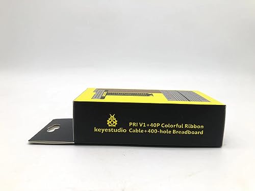 KEYESTUDIO GPIO Breakout Kit for Raspberry Pi - Assembled Pi Breakout + Rainbow Ribbon Cable + 400 Tie Points Solderless Breadboard