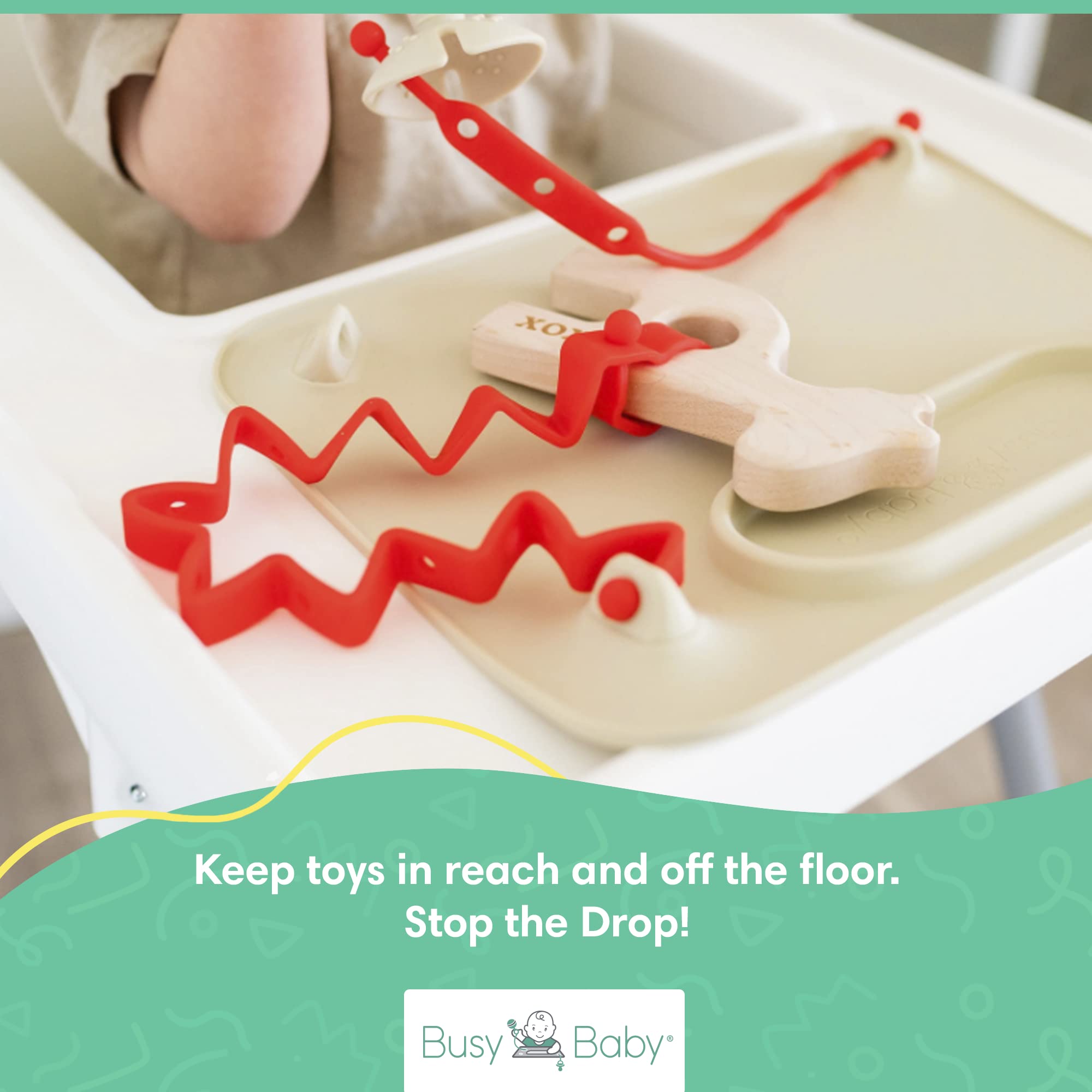 BUSY BABY Toy Bungee for Baby Toys, Dishwasher Safe, Made with 100% Food-Grade Silicone (Yellow)