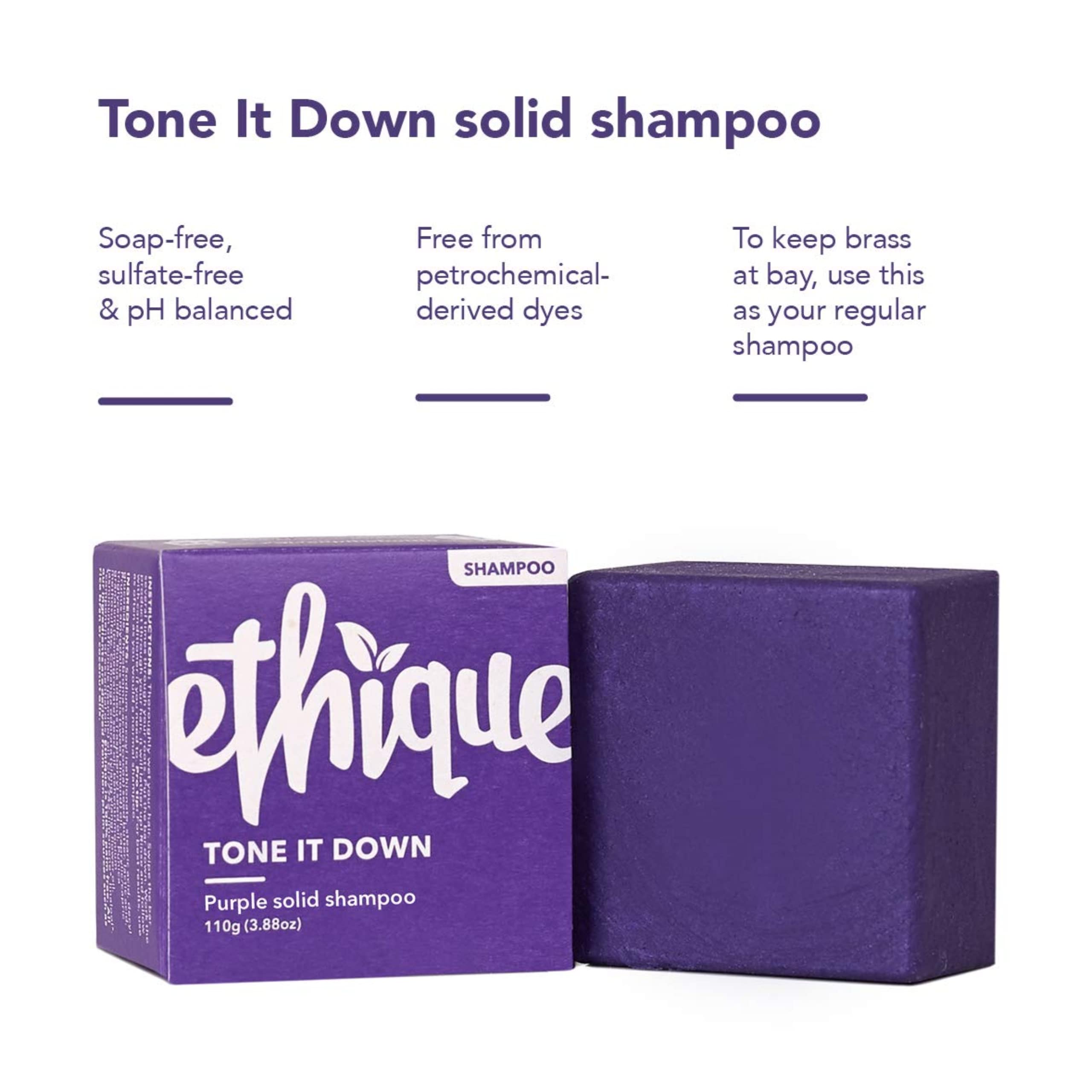 Ethique Tone It Down Brightening Purple Gift Pack for Blonde and Silver Hair - Shampoo & Conditioner Bundle - Sulfate-Free, Plastic-Free, Vegan, Cruelty-Free, Eco-Friendly (Pack of 1)