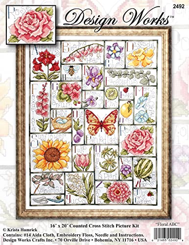 Design Works Crafts Floral ABC Counted Cross Stitch Kit, White