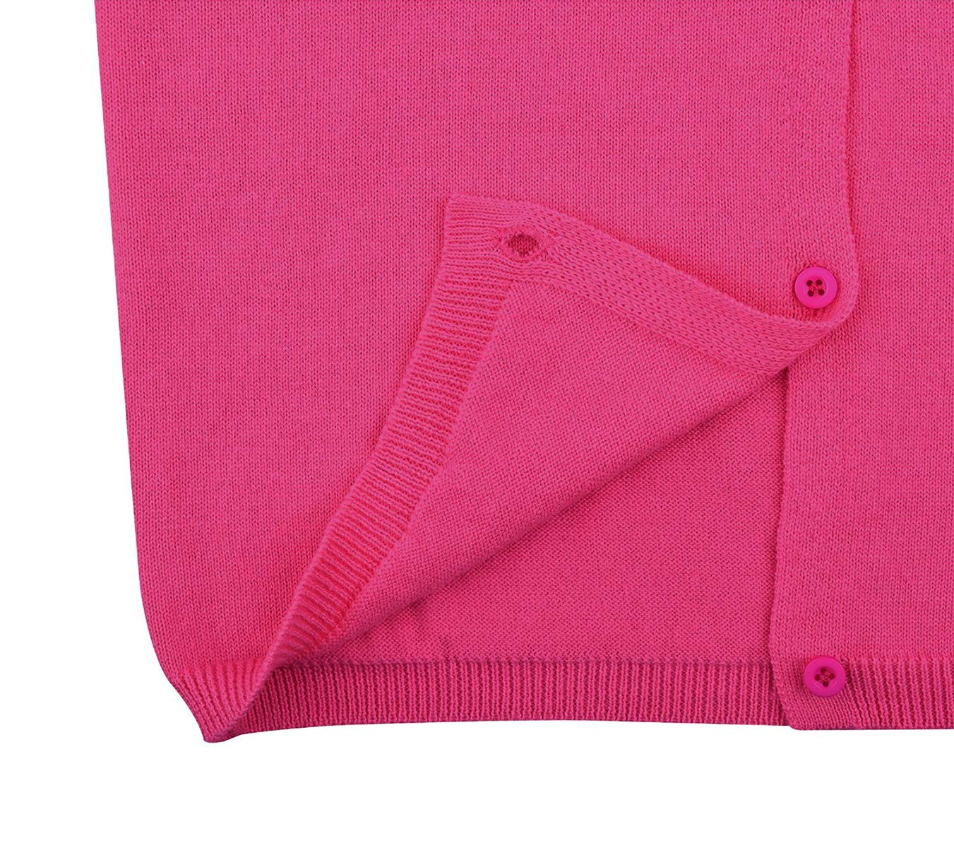GSVIBK Girls Cardigan Long Sleeve Crewneck Cardigans Solid Knit Button Sweater Cardigan Baby Girl 6112 Rose Red 5-6Y