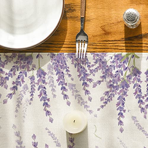Artoid Mode Lavender Spring Table Runner, Easter Summer Seasonal Anniversary Holiday Kitchen Dining Table Decoration for Indoor Outdoor Home Party Decor 13 x 72 Inch