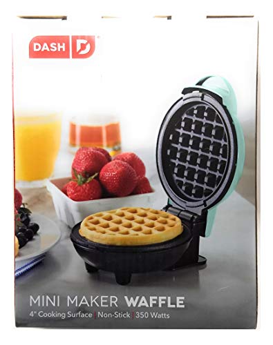 Dash MINI Waffle Iron 4" With The Best Keto Chaffle Recipe Book and Journal by Charmed By Dragons (4 Inch MINI AQUA)