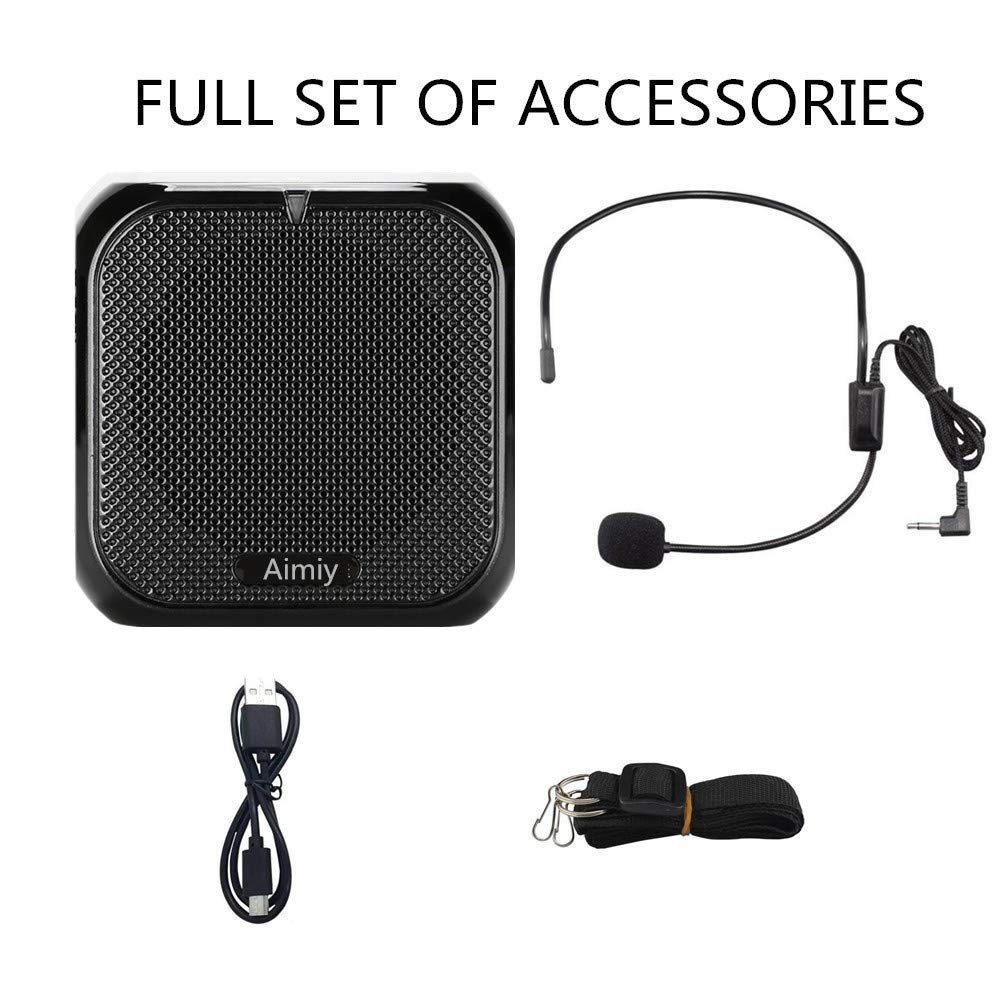 AIMIY Voice Amplifier for Elderly Neck Wired Headset Microphone Support /MP3/TF Card for Shopping Guide, Tour Guides, Presentations, Costumes Coaches, 10W Long Battery Life