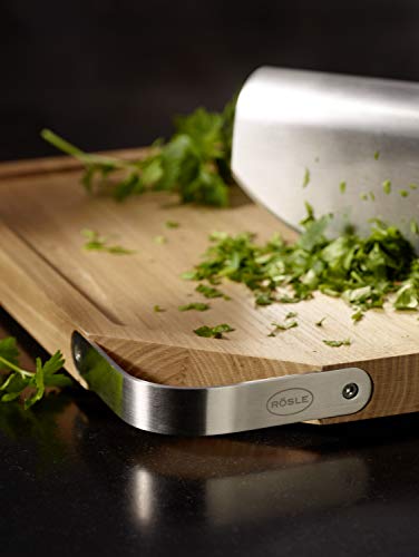 Rosle 15033 Cutting Board with Stainless Steel Handle, Wood, Natural, 48 x 32 x 3 cm