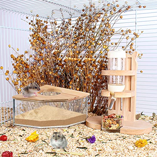 Chngeary Hamster Sand Bath Box Large, Transparent Acrylic Sand Bath Container & Hamster Bathroom, House and Accessories for Hamsters Gerbils Lemming…(Sector)