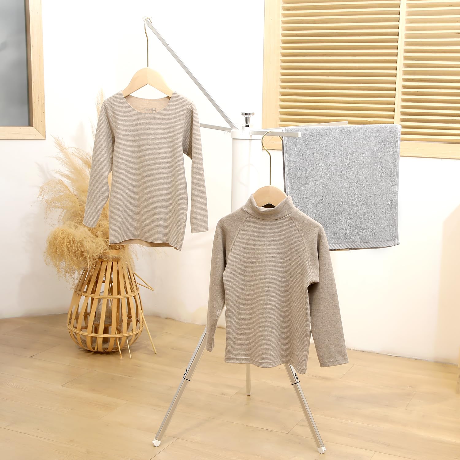 HSOAR Tripod Clothes Drying Rack Clothing - Foldable Laundry Drying Rack Collapsible Folding Clothes Drying Rack Indoor Portable Small (Small Size Silver, Four Heights)