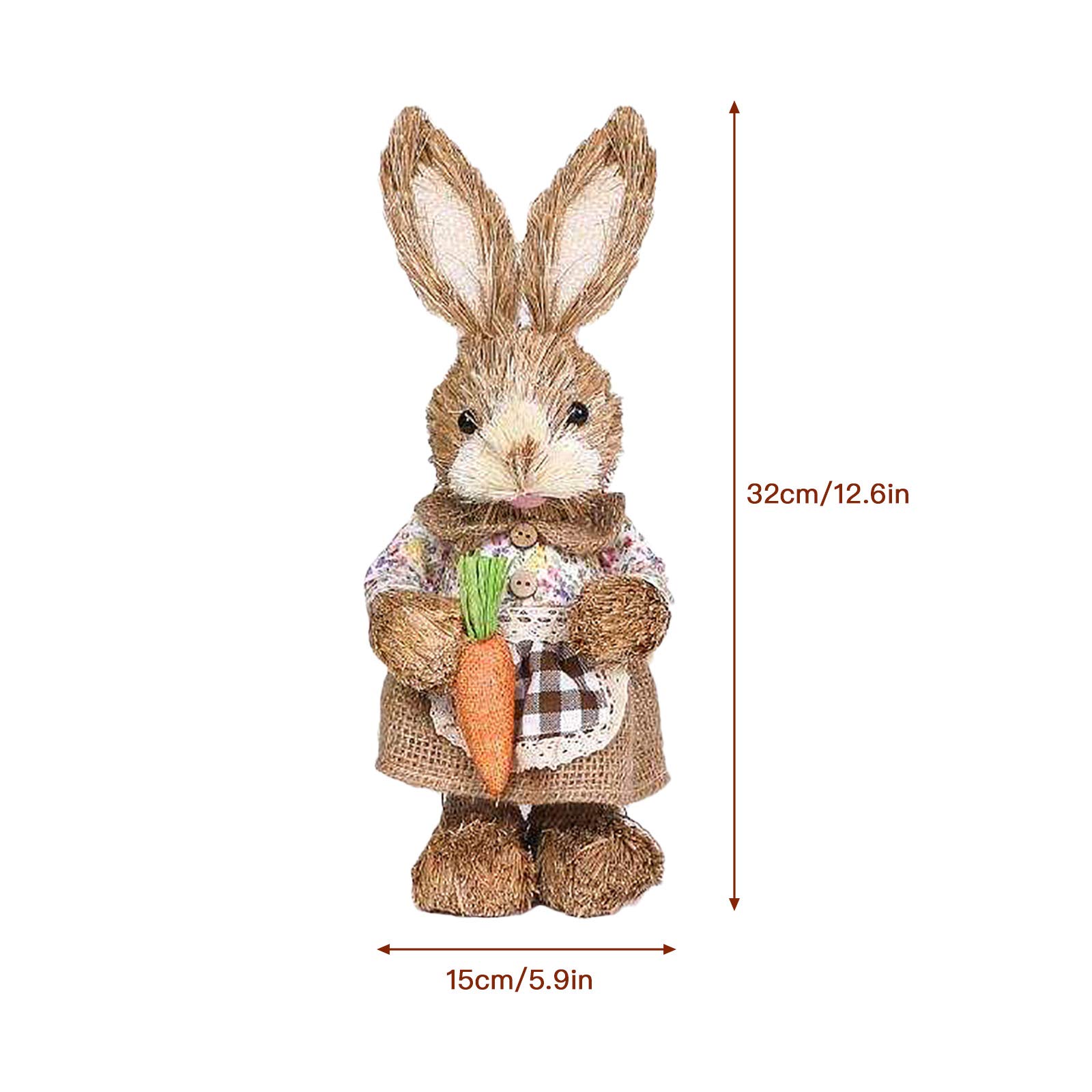 Ewer Easter Simulation Rabbit, Cartoon Dressed Rabbit Ornament with Carrot, Artificial Simulation Foam Rabbit for Easter Decor Garden Party Home Decorations Photography Props X8APV29X1410GHW