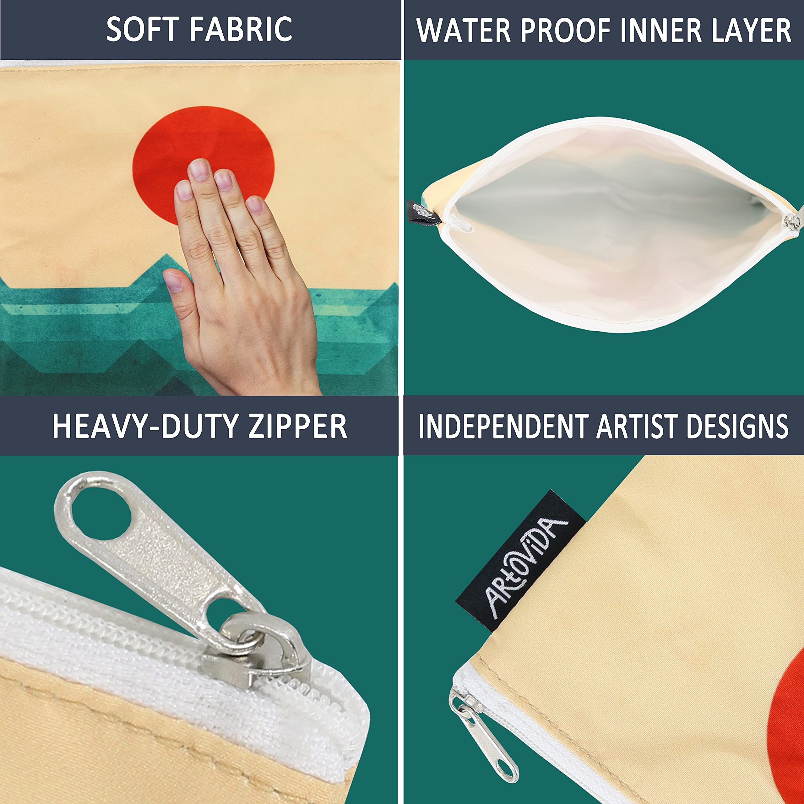 Artovida Artists Collective Lunch Baggies | Snack and Sandwich Bags with Zipper - Improved Dual Layer Design by Budi Kwan (Indonesia) The Ocean, the Sea, the Wave