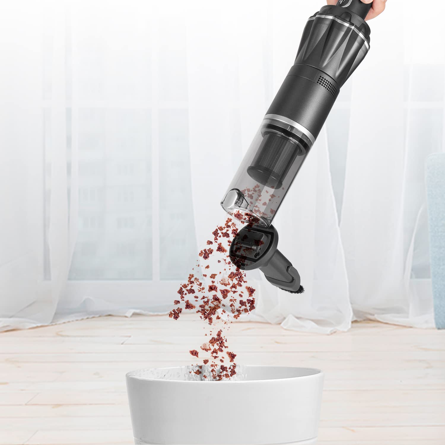 Handheld Vacuum, Cordless Portable Hand Vacuum with 12Kpa Powerful Suction, Lightweight Car Vacuum Cleaner with Upgraded Brushless Motor, Charging Dock, Car Charger