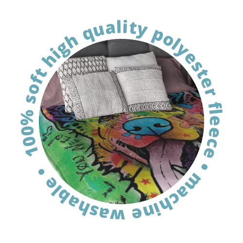 Dawhud Direct Colorful German Shepherd Fleece Blanket for Bed, 50" x 60" Dean Russo German Shepherd Fleece Throw Blanket for Women, Men and Kids - Super Soft Plush Dog Blanket Throw Plush Blanket
