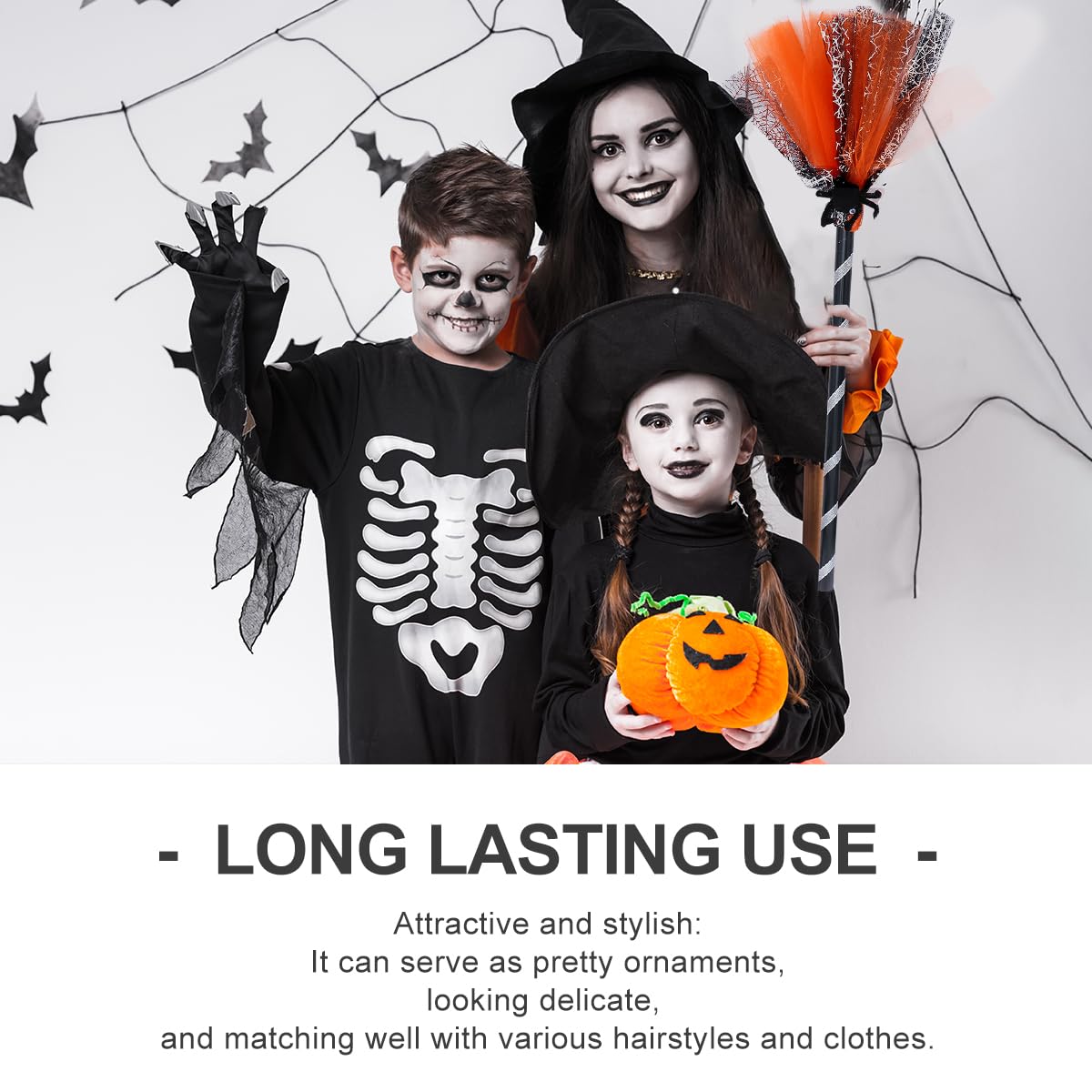 Beavorty Halloween Witch Broom Witch Broomstick Cosplay Broom Props Realistic Wizard Flying Broom Stick Accessory for Costumes Orange