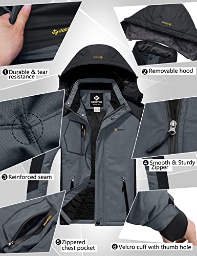 GEMYSE Men's Mountain Waterproof Ski Snow Jacket Winter Windproof Rain Jacket (Dark Grey,Medium)