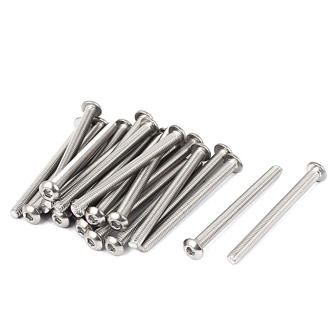 uxcell M3 x 35mm Full Thread Button Head Socket Cap Screw Silver Tone 25 Pcs